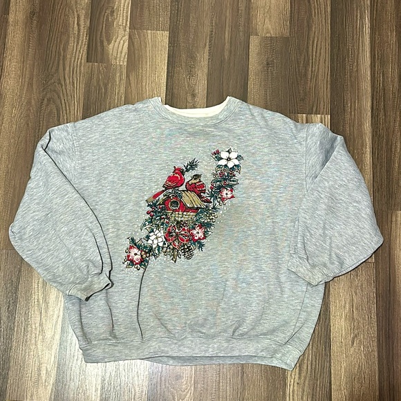 Basic Editions | Sweaters | Vintage Christmas Birds Crewneck Sweatshirt ...